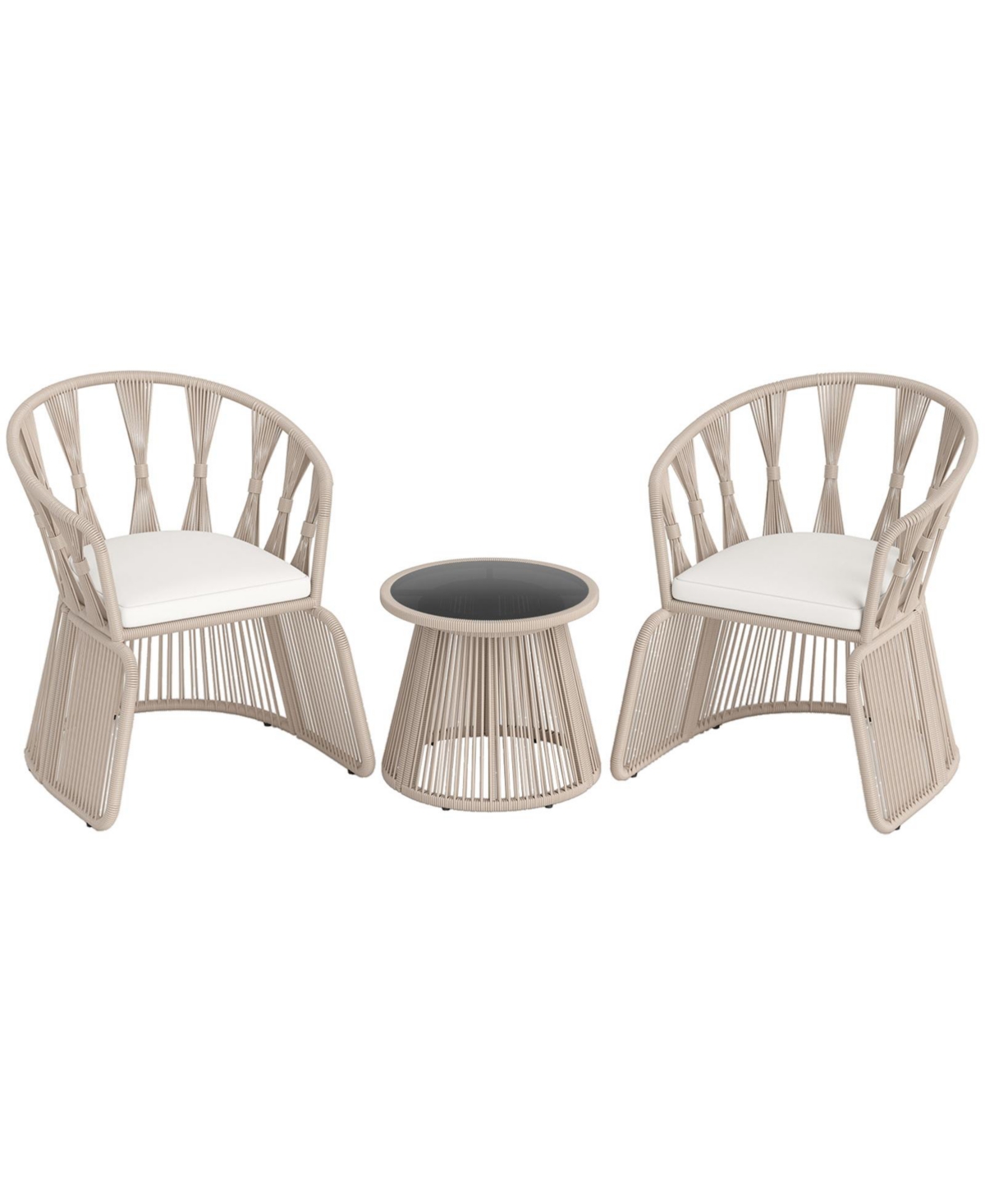 Click here for Slickblue Outdoor Rope Woven Chair Set 3 Piece wit... prices