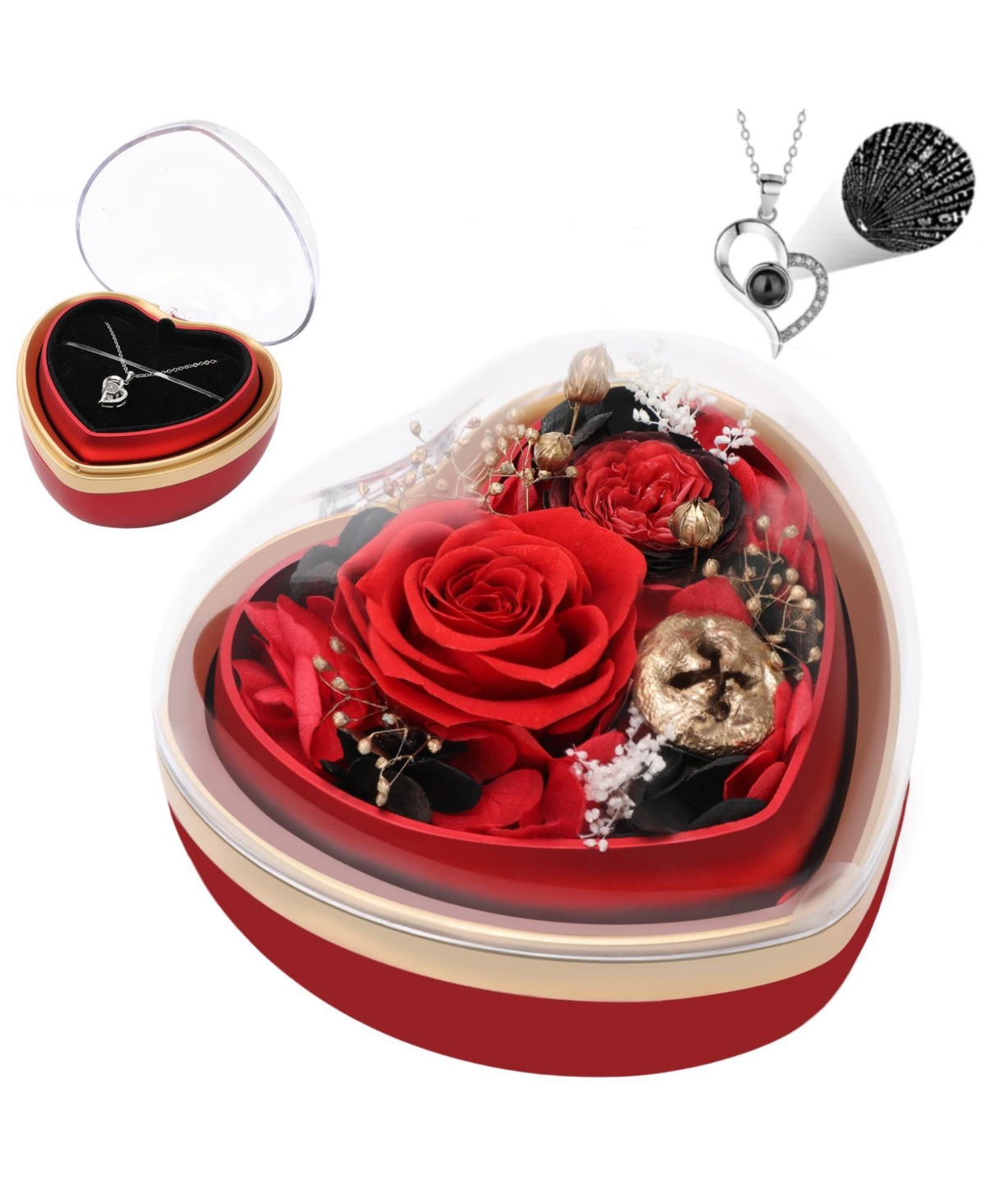 Click here for Gnuadz Preserved Rose Necklace Heart Box Gift - Re... prices