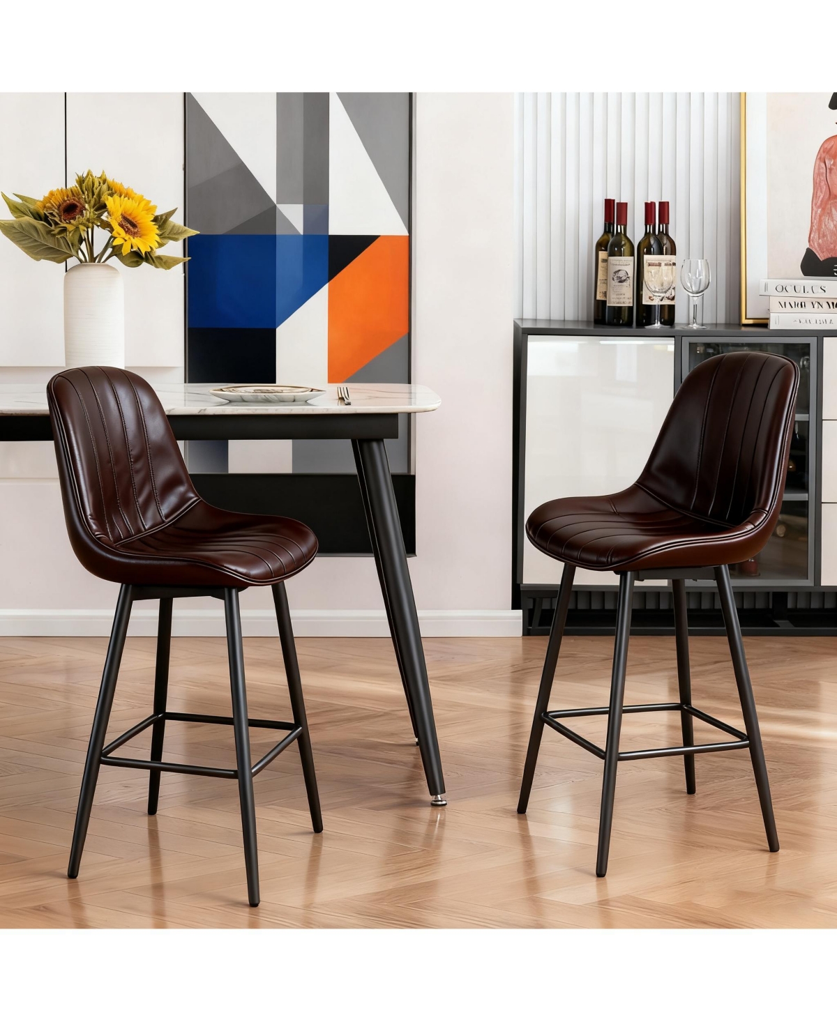 Click here for flynama Modern Swivel Bar Stools Set of 2  Pu Padd... prices