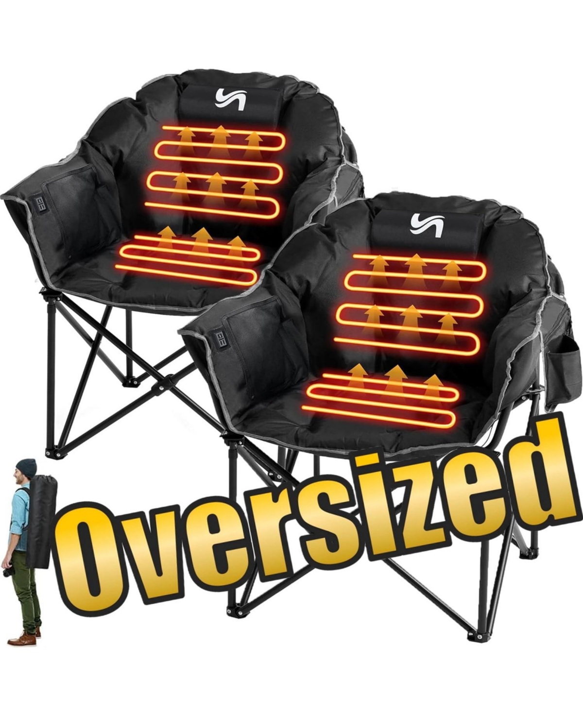 Click here for Aboron 2-Pack Oversized Heated Camping Chairs - Po... prices