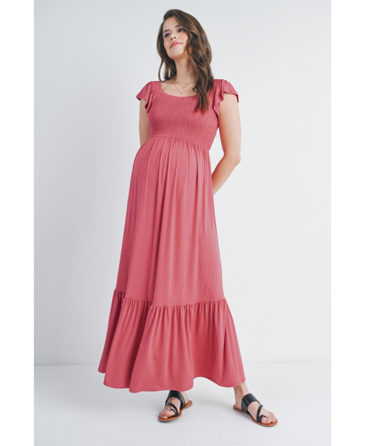 Click here for Hello Miz Maternity Smocked Empire Waist Maxi Sund... prices