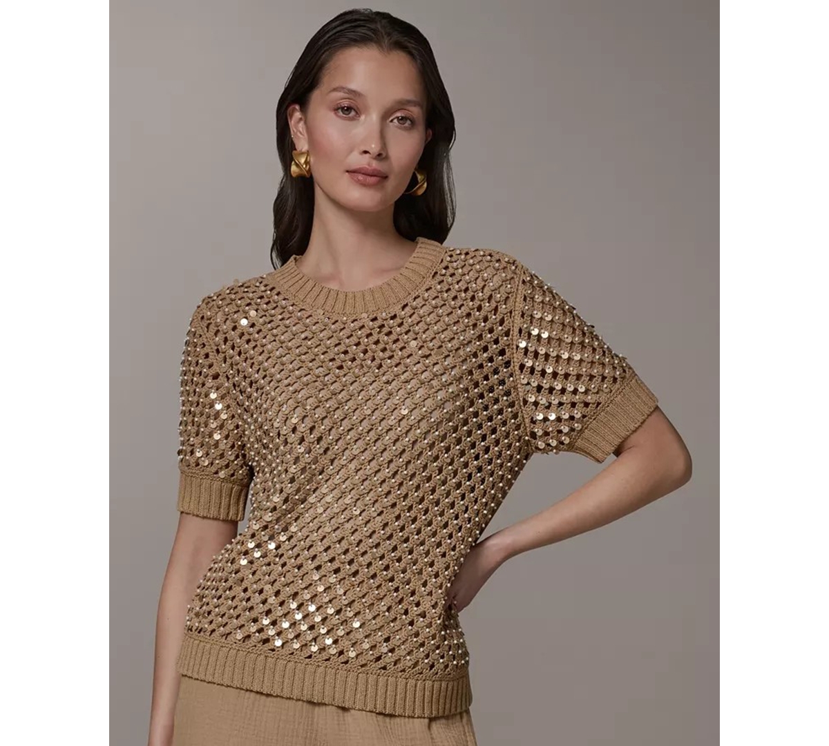 Click here for Donna Karan Weekend Womens Needle Stitch Crewneck... prices
