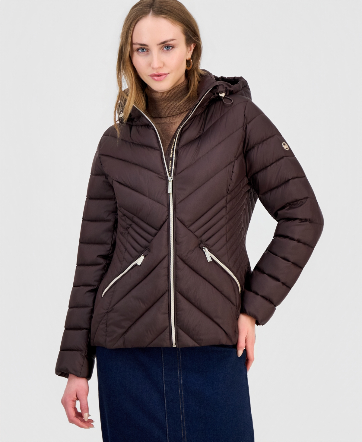 Click here for Womens Hooded Packable Puffer Coat - Chocolate prices