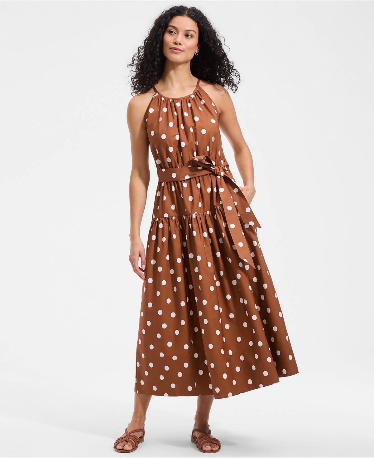 Click here for Lands End Womens Poplin Halter Midi Dress - Rich g... prices