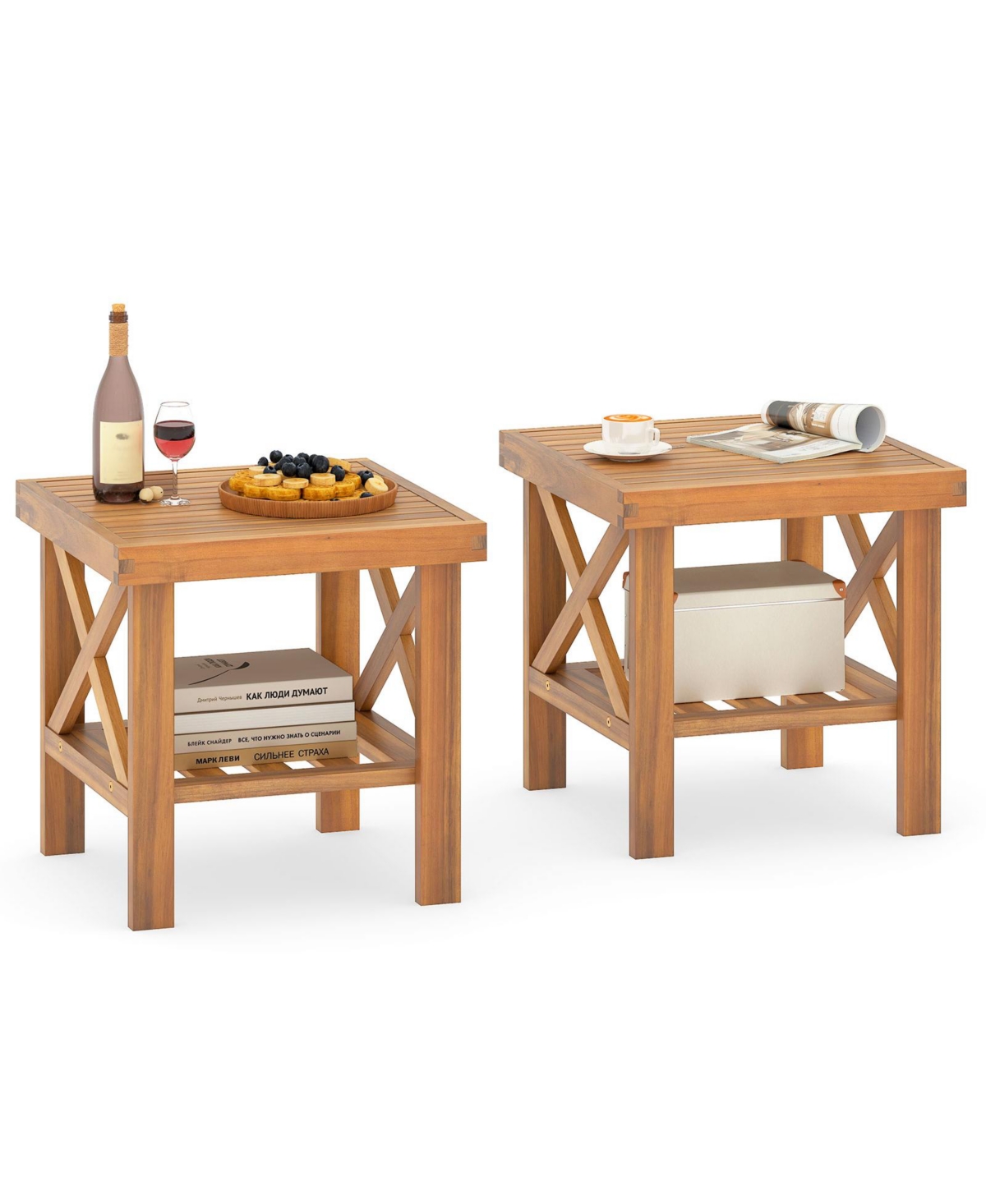 Click here for Gymax 2pieceOutdoor Side Table Acacia Wood Adirond... prices