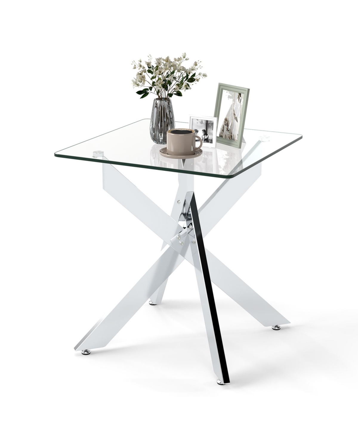 Click here for Gymax Glass Side Table Square End Table with Tempe... prices