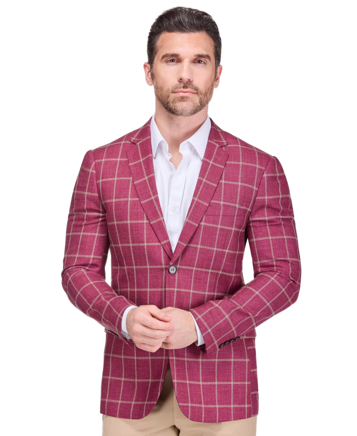Click here for Gino Vitale Mens Plaid Slim Fit Sportcoat Blazer -... prices