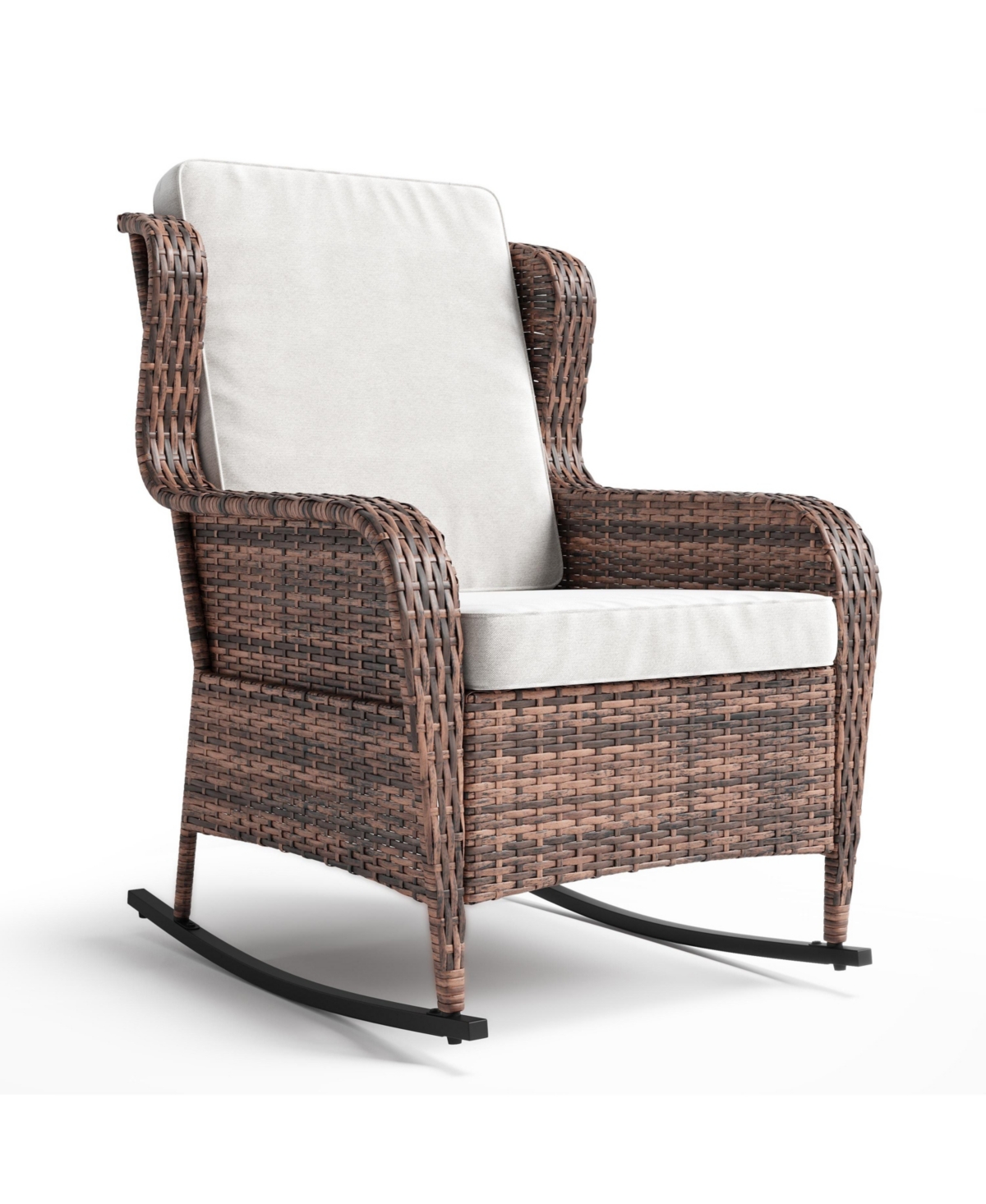 Click here for homfan Outdoor Wicker Rocking Chair with Cushions... prices