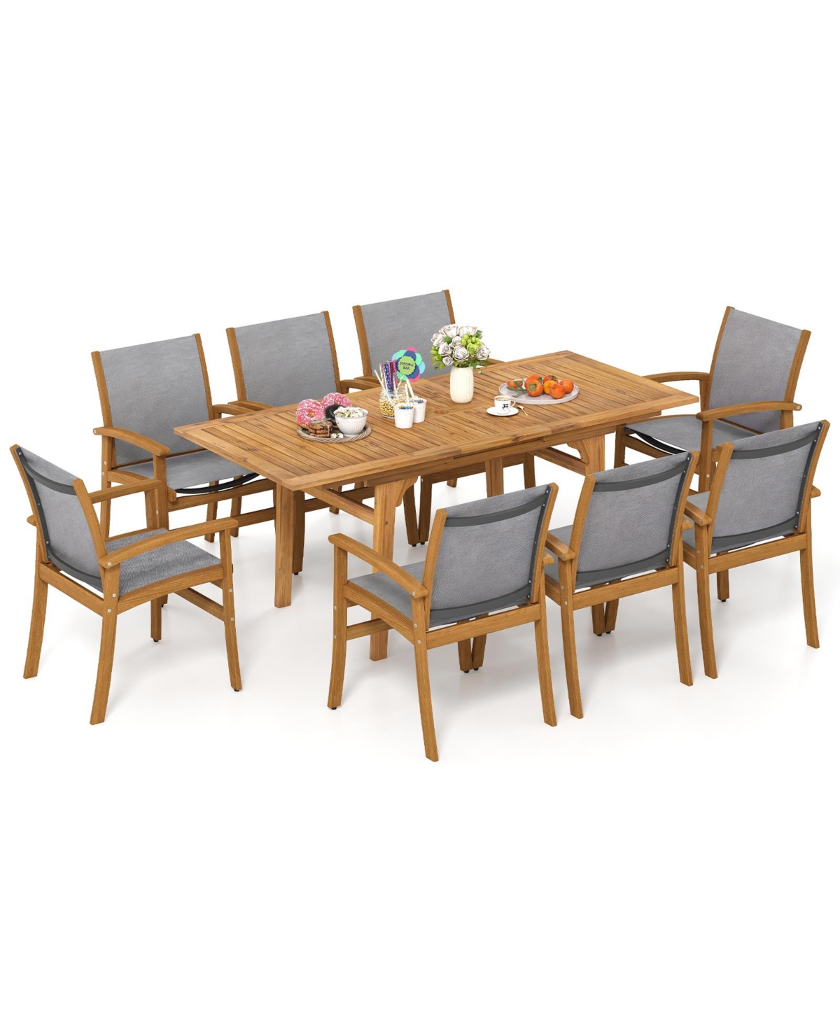 Click here for Sugift 9-Piece Acacia Wood Outdoor Patio Dining Se... prices