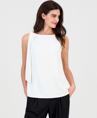 Click here for Anne Klein Womens Tie Shoulder Sleeveless Blouse prices