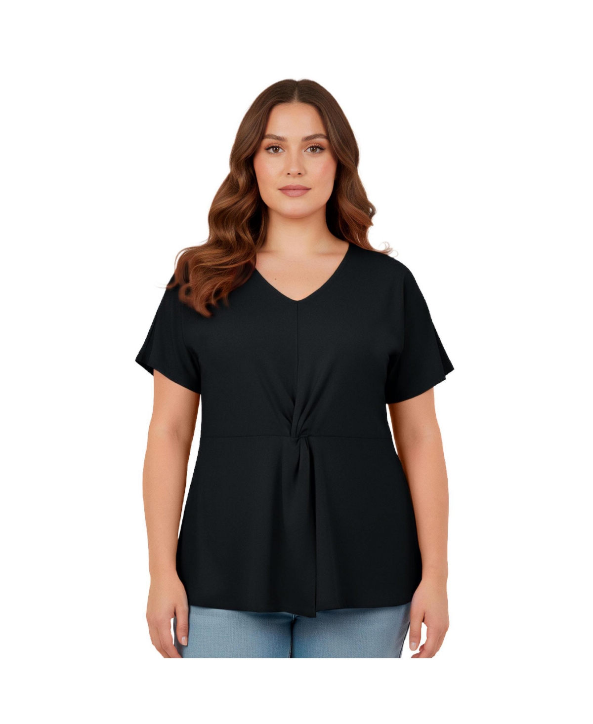 Click here for Avenue Womens Plus Size Audrey Twist Knot Top - Bl... prices