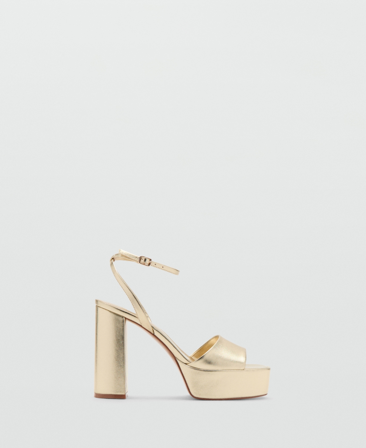 Click here for Mango Womens Metallic-Effect Heeled Sandals - Gold prices