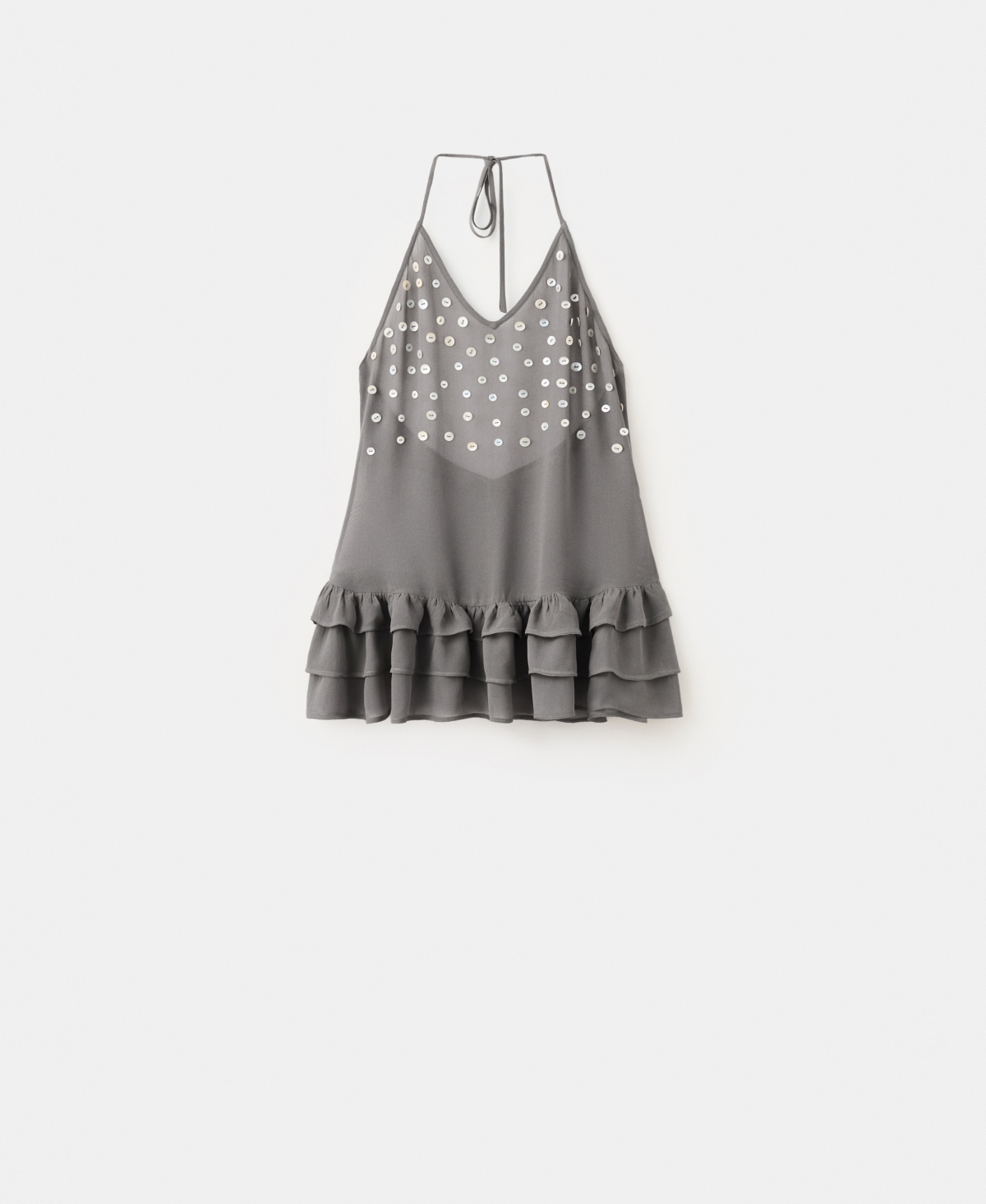 Click here for Mango Womens V-Neck Ruffle Dress - Medium Heather... prices