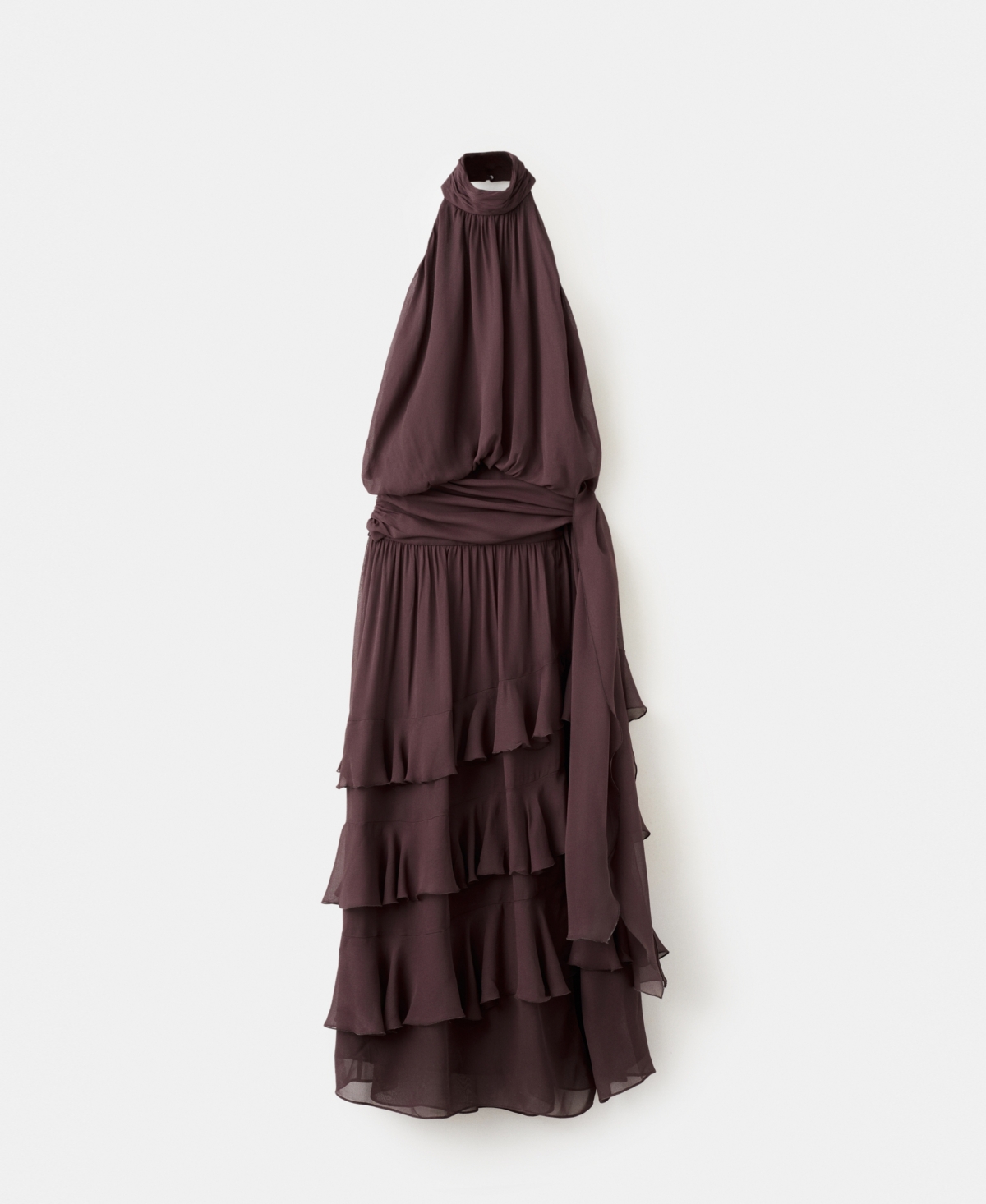 Click here for Mango Womens Ruffles Halter Dress - Brown prices