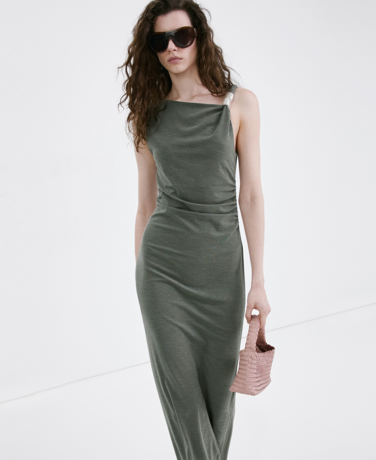 Click here for Mango Womens Metal Detail Fitted Dress - Green prices