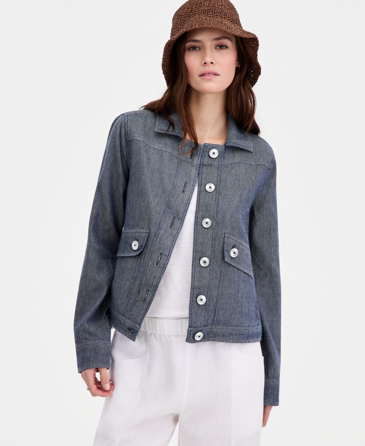 Click here for Charter Club Petite Relaxed Fit Collared Field Jac... prices