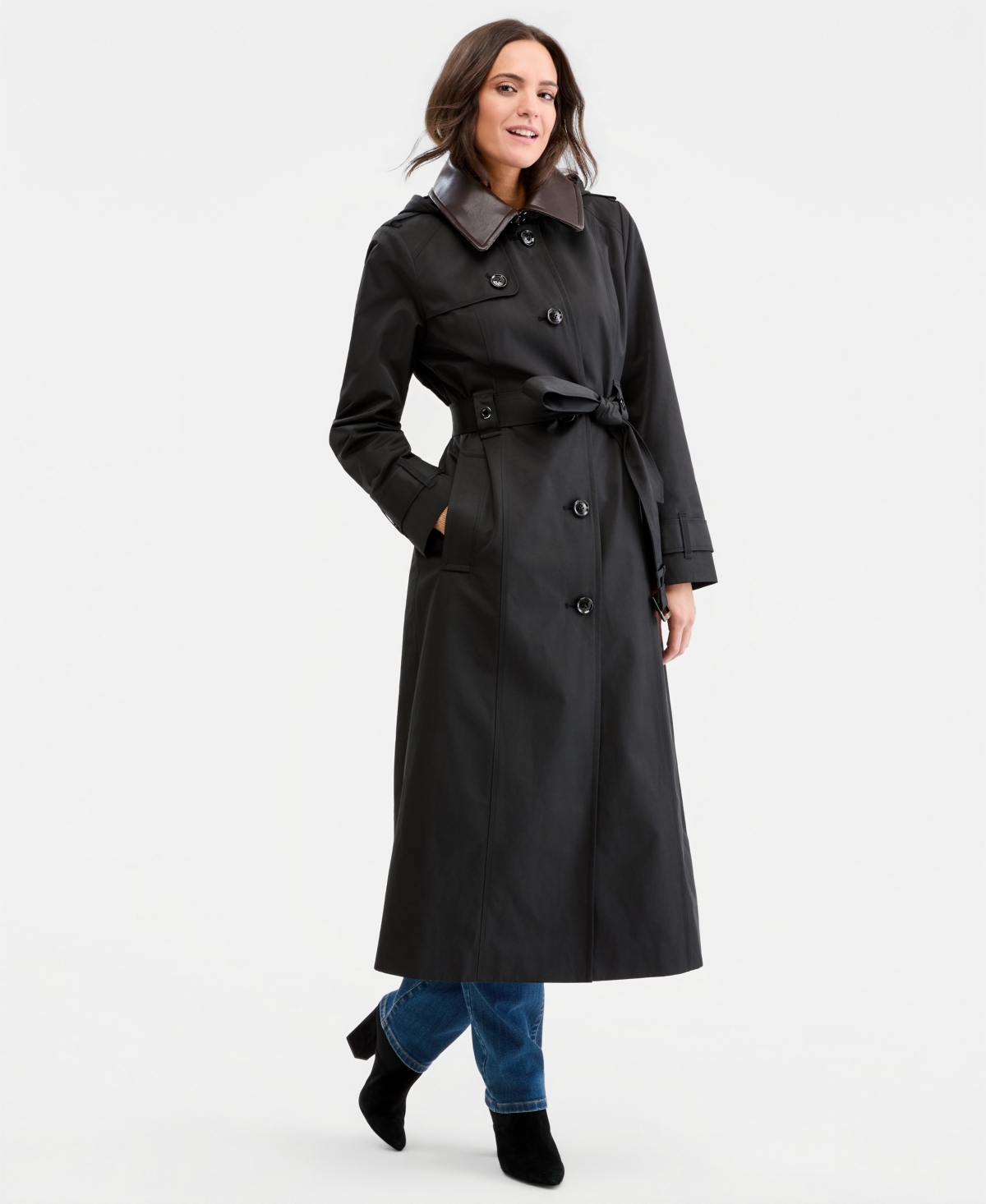 Click here for London Fog Womens Faux-Leather-Collar Maxi Trench... prices