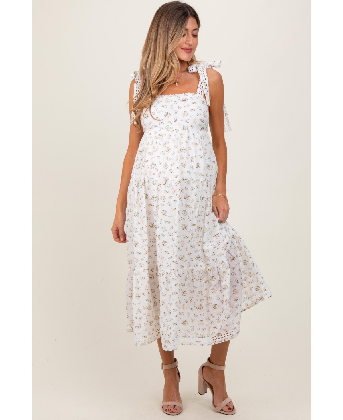 Click here for Pinkblush Maternity Floral Shoulder Tie Midi Dress... prices