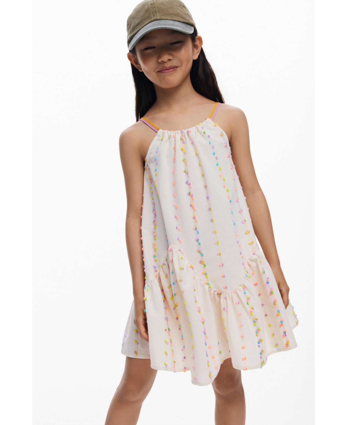 Click here for Desigual Girls Girlss Strappy dress with pompoms -... prices