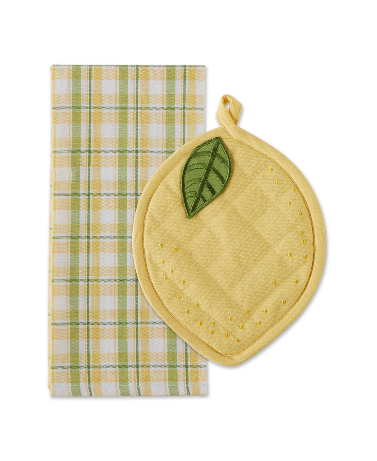 Click here for Design Imports Lemon Plaid Potholder Dishtowel Gif... prices