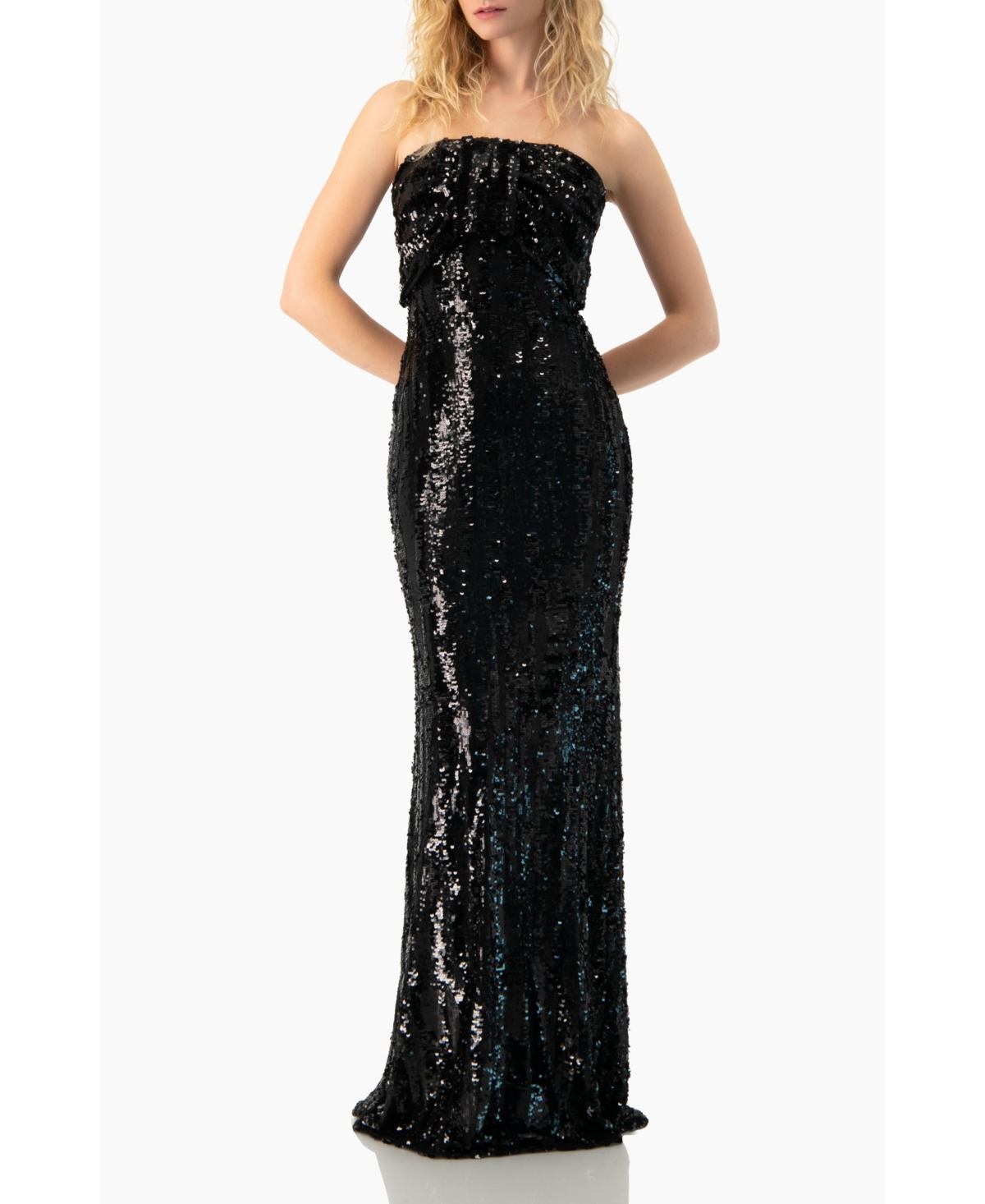 Click here for Ivonne Womens Strapless Sequin Column Gown - Black prices