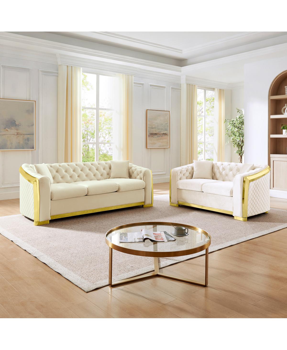 Click here for Streamdale Furniture Mid-Century Velvet Couch Set:... prices