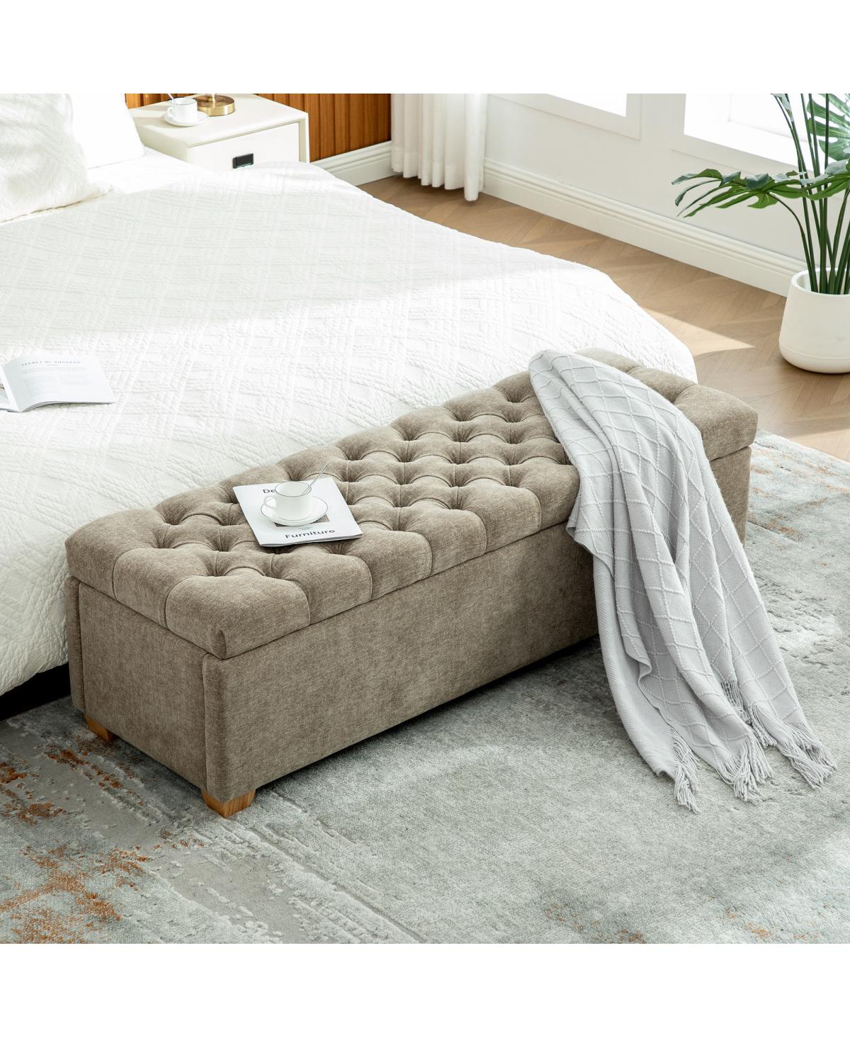 Click here for Streamdale Furniture Tufted Chenille Storage Bench... prices