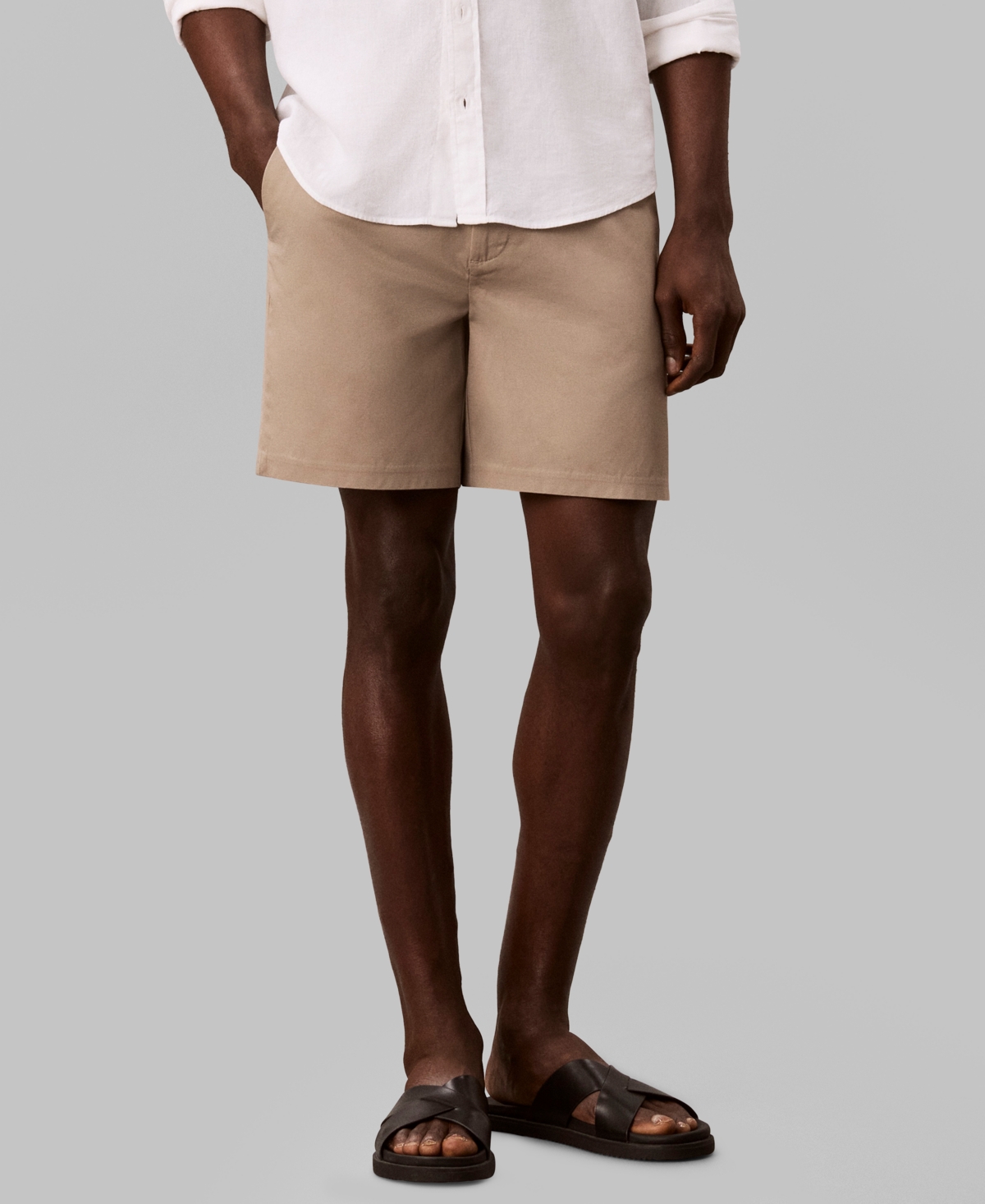 Click here for Calvin Klein Mens Straight-Fit Linen Shorts - Roas... prices