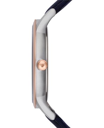 Emporio Armani Men's Blue Leather Strap Watch 43mm AR2506 - Macy's