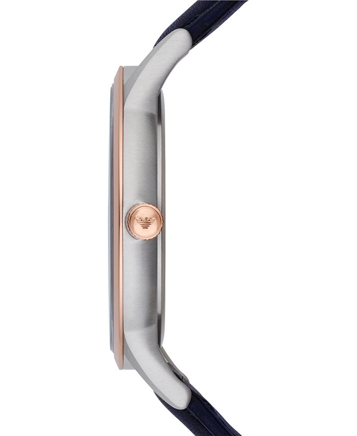 Emporio Armani Men's Blue Leather Strap Watch 43mm AR2506 - Macy's