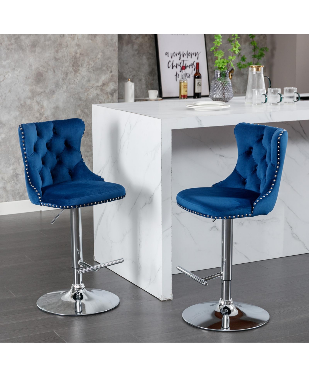 Click here for Clihome Swivel Velvet Barstools Adjustable Seat He... prices
