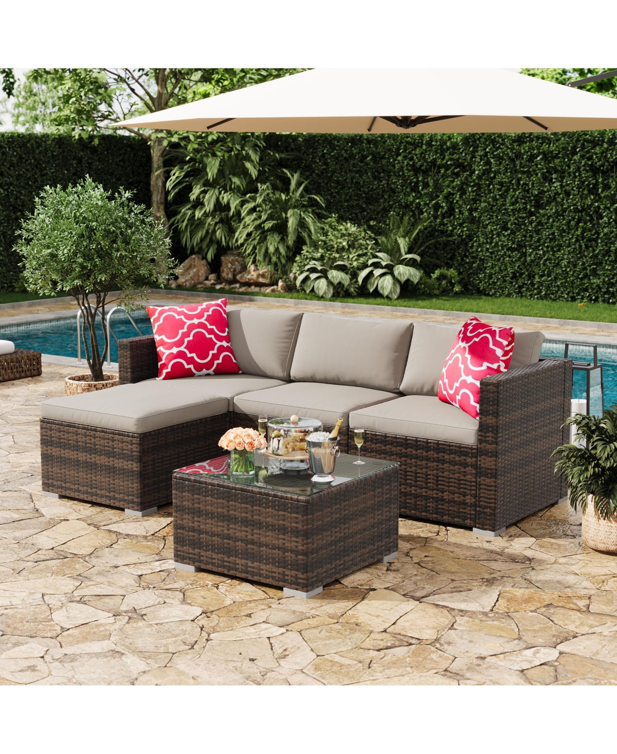 Click here for GarveeLife Modern 5-Piece Patio Conversation Sofa... prices