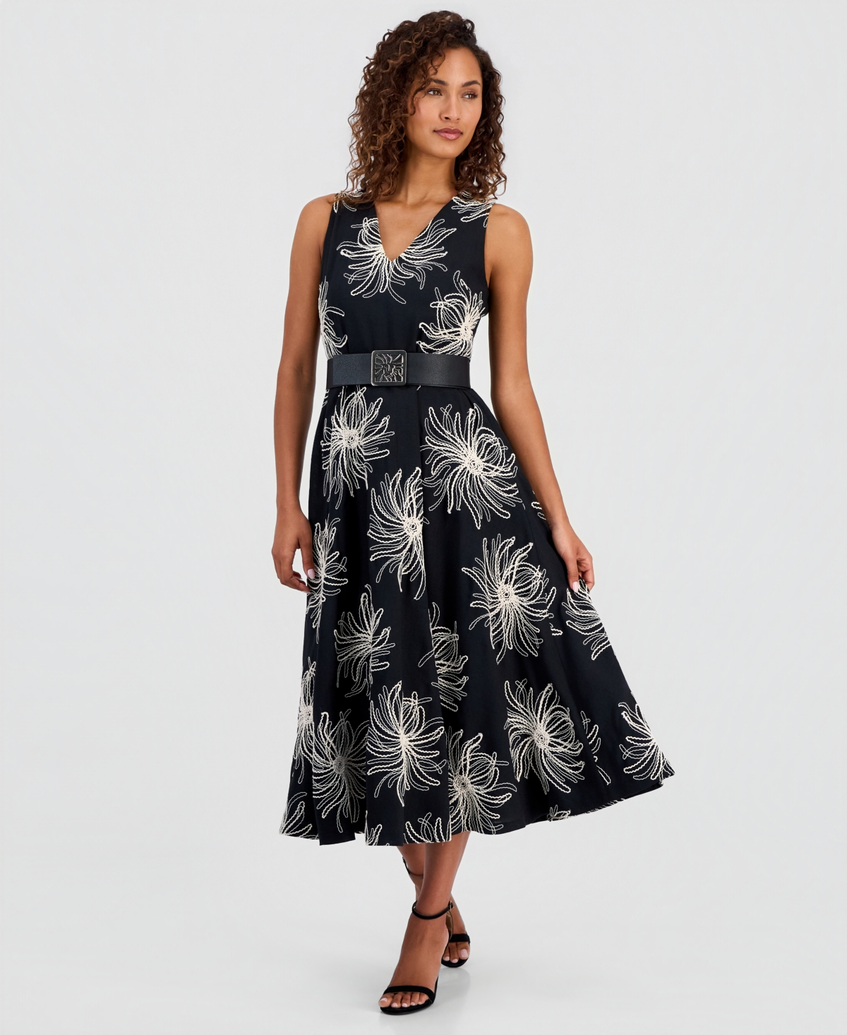 Click here for Anne Klein Womens Belted Embroidered Dress - ANNE... prices