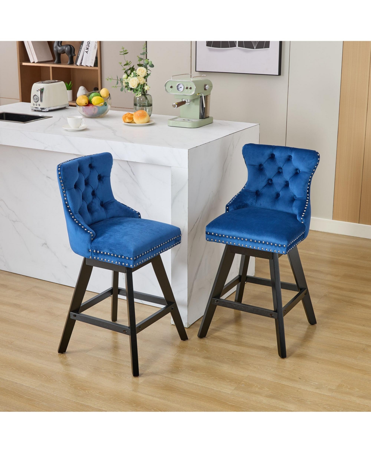 Click here for Clihome Swivel Velvet Barstools with Button Tufted... prices