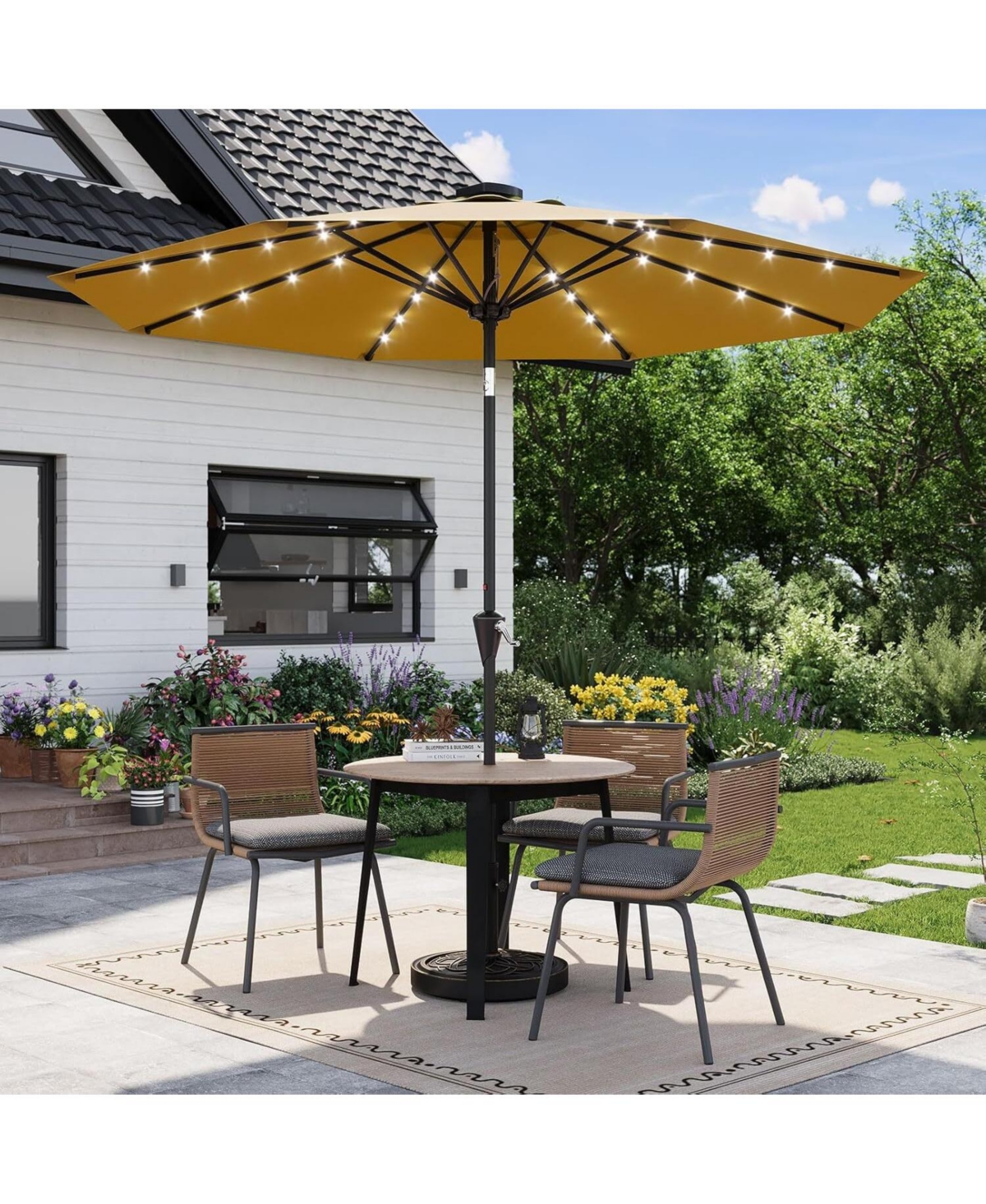 Click here for gaomon Outdoor Table Solar Patio Umbrella with 32... prices