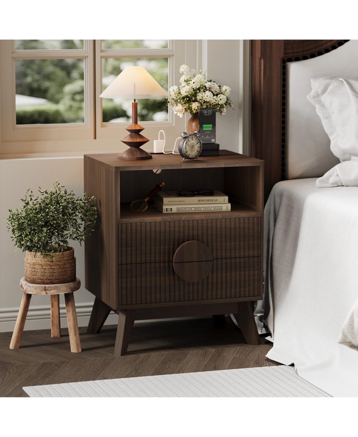 Click here for homfan Modern Fluted Bedside Tables  Charging Stat... prices
