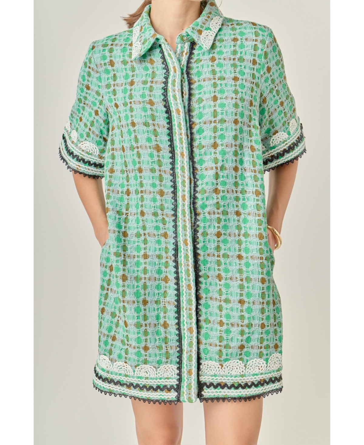Click here for English Factory Womens Boucle Mini Shirt Dress wit... prices
