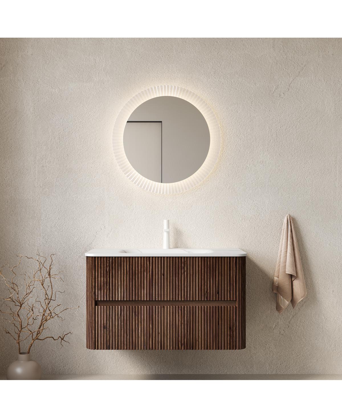 Click here for Sillysis Inches Modern Walnut Wall Mounted Bathroo... prices