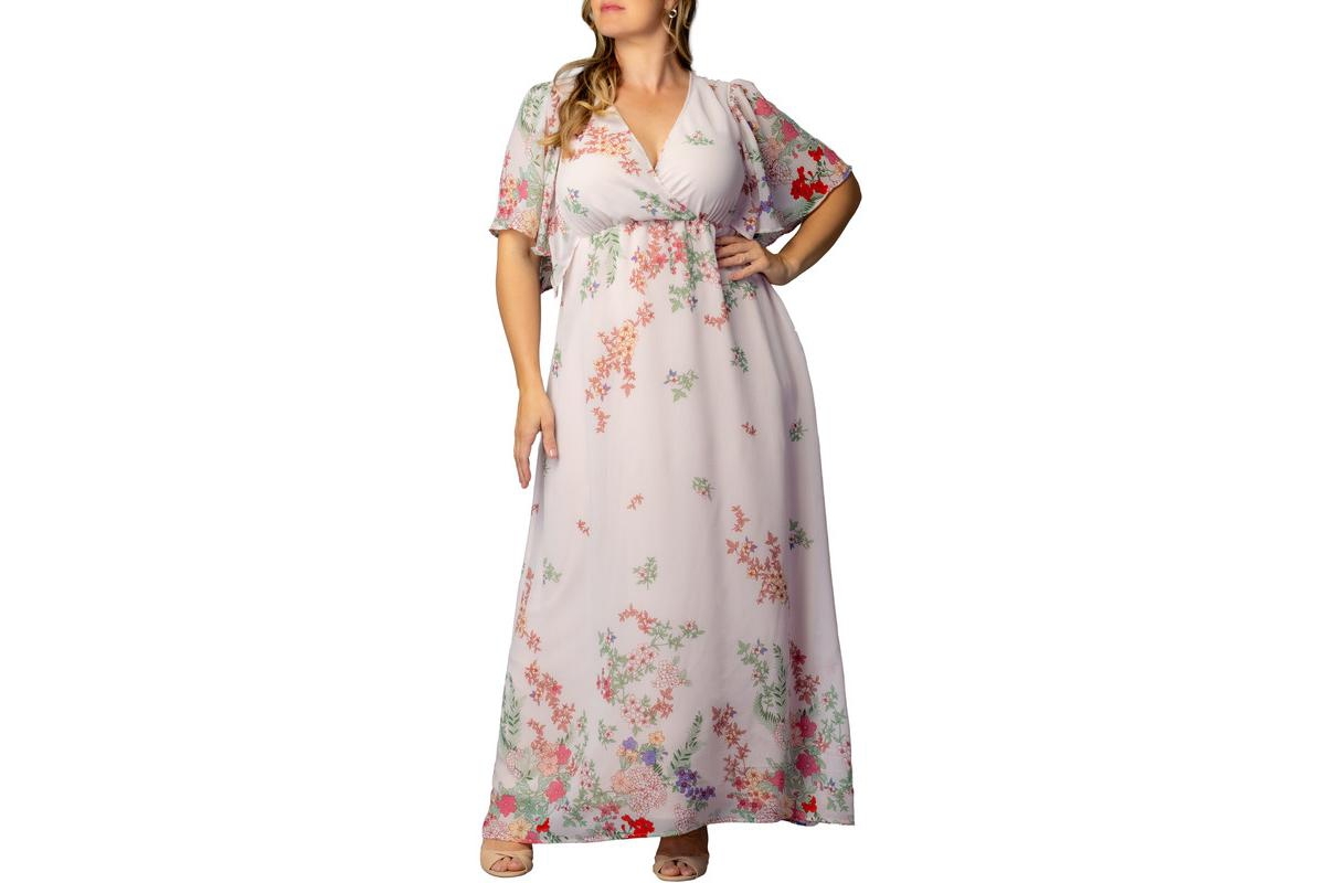 Click here for Kiyonna Plus Size Catalina Border Print Gown - Cot... prices