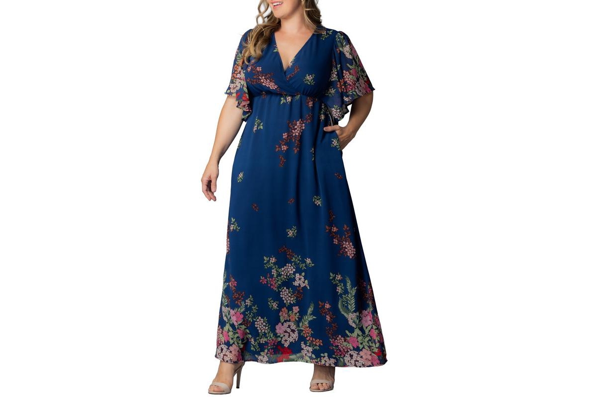 Click here for Kiyonna Plus Size Catalina Border Print Gown - Twi... prices