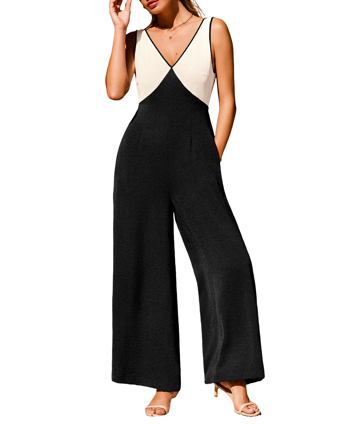 Click here for Cupshe Womens Modernist Two-Toned Jumpsuit - Black prices