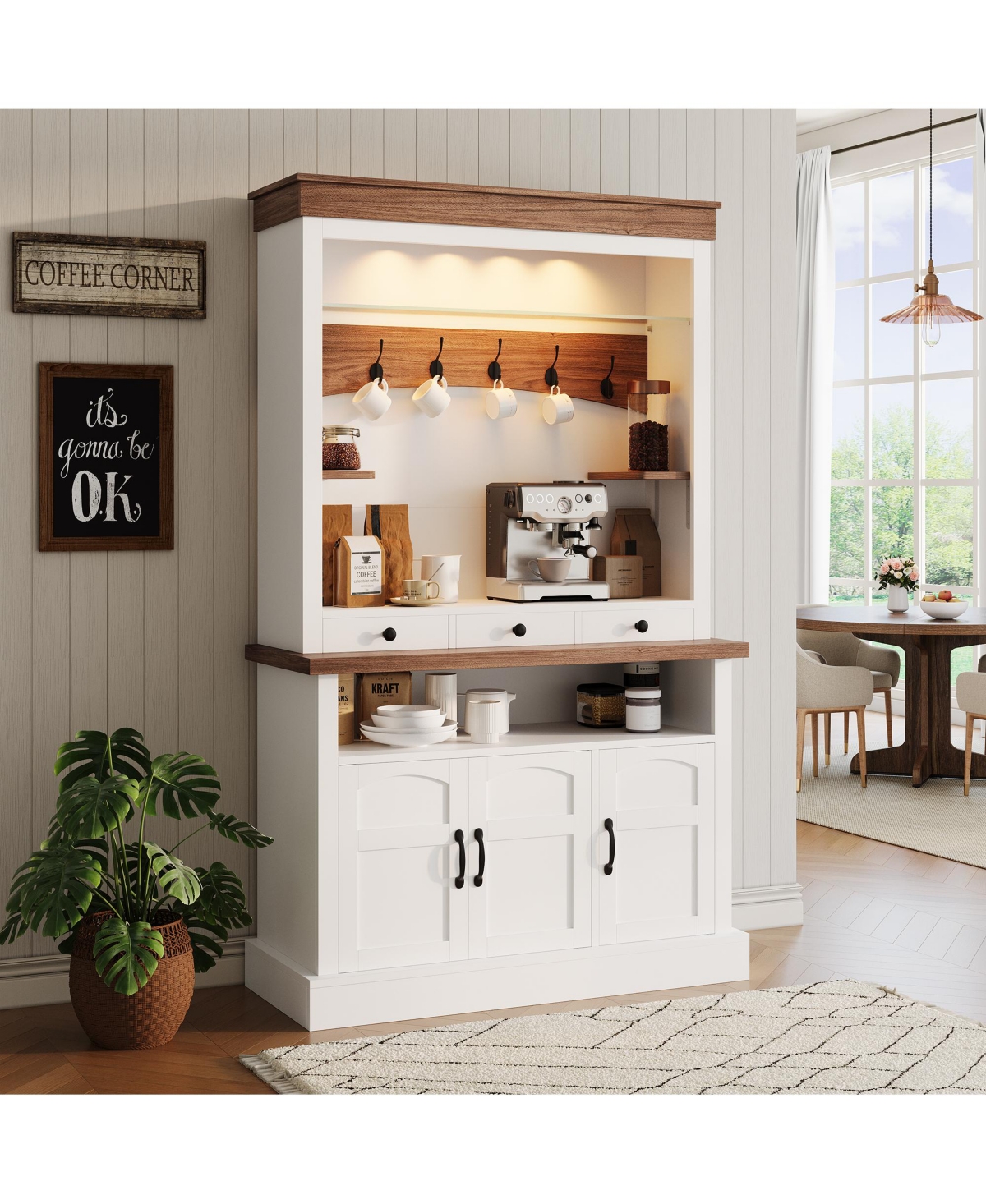 Click here for homfan 72 Inch Tall Farmhouse Coffee Bar Cabinet w... prices