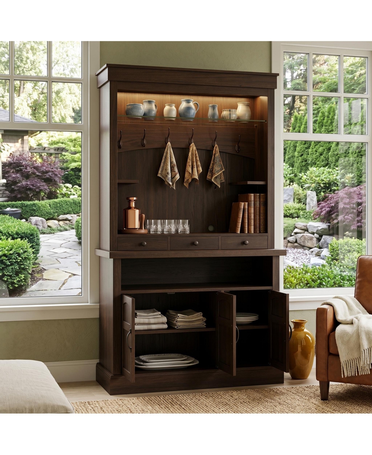 Click here for homfan 72 Inch Tall Farmhouse Coffee Bar Cabinet w... prices