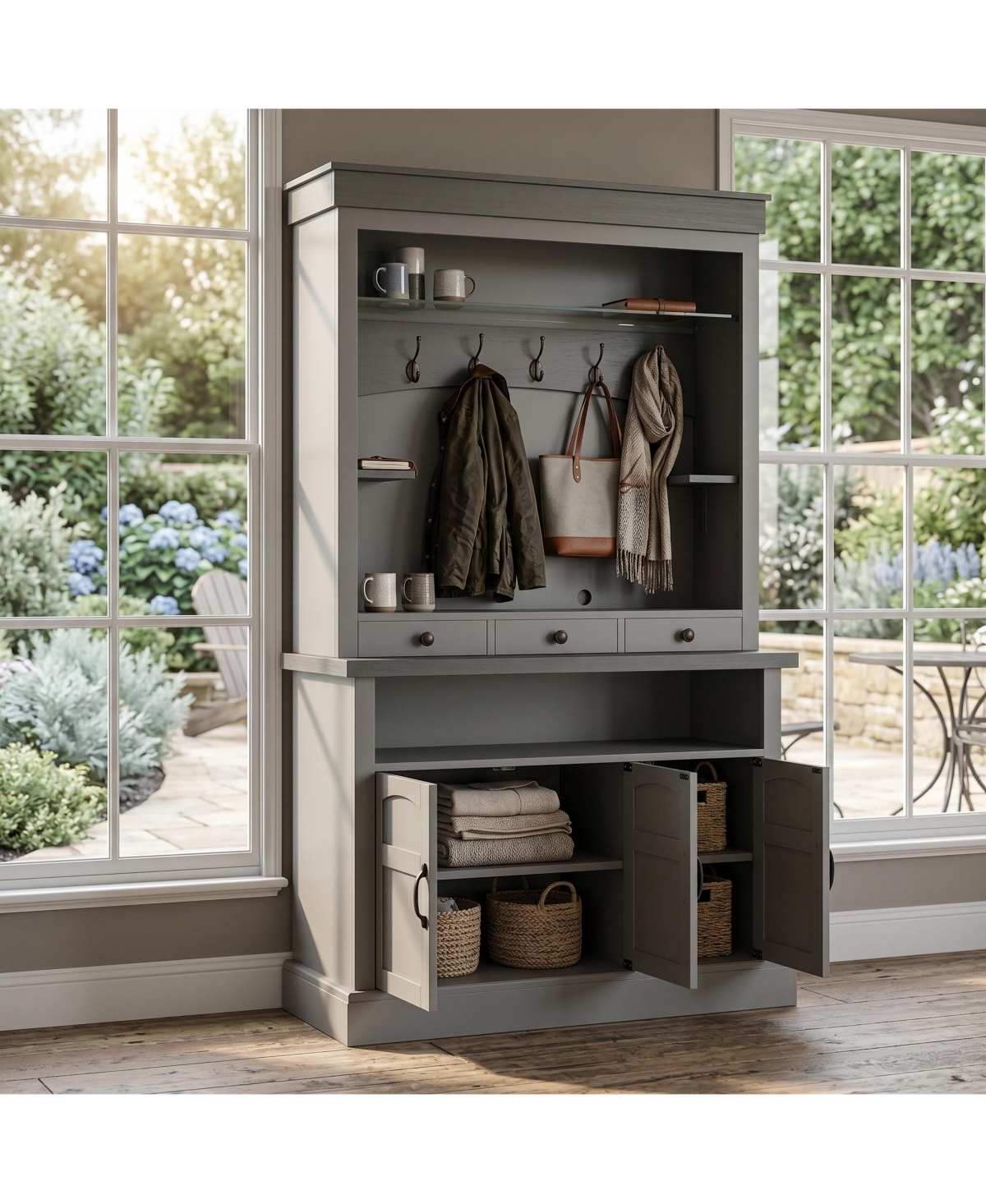 Click here for homfan 72 Inch Tall Farmhouse Coffee Bar Cabinet w... prices