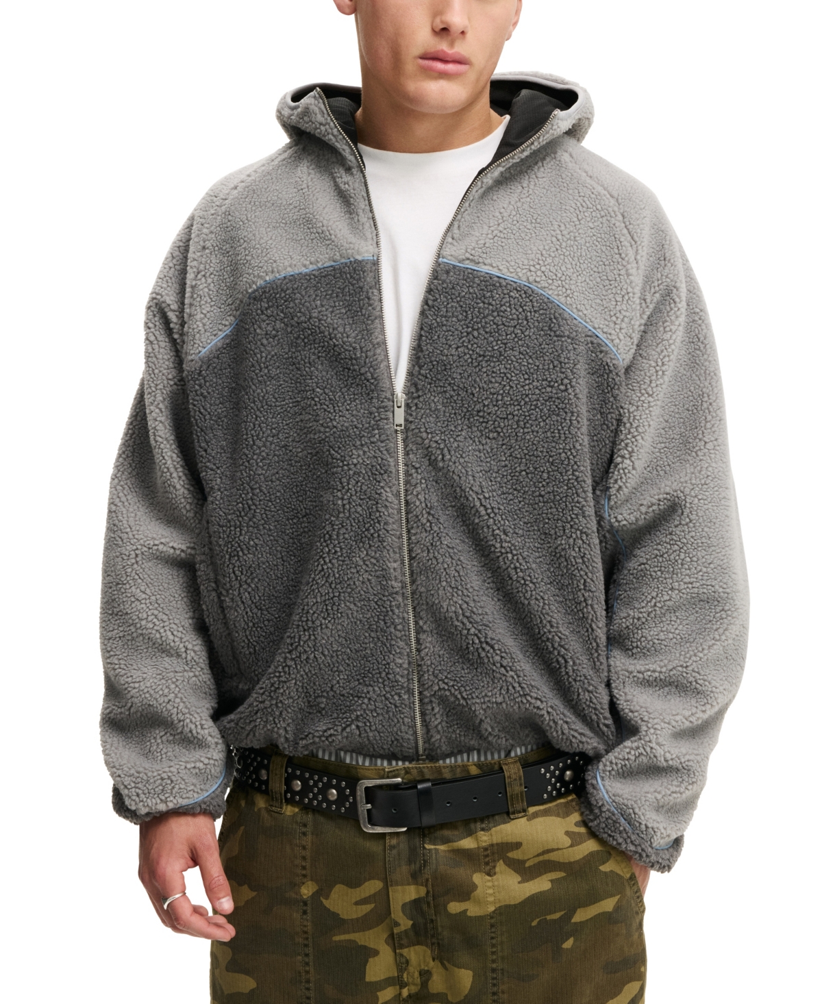 Click here for Cotton On Mens Hooded Teddy Jacket - Gray prices