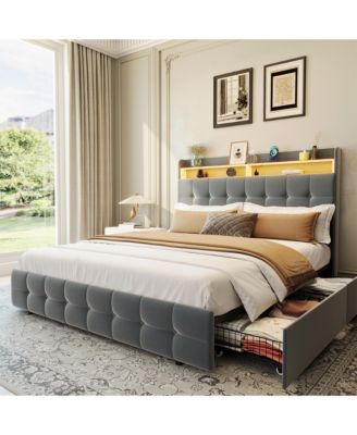 Click here for Homfan Upholstered Bed Frame With Led Storage Head... prices