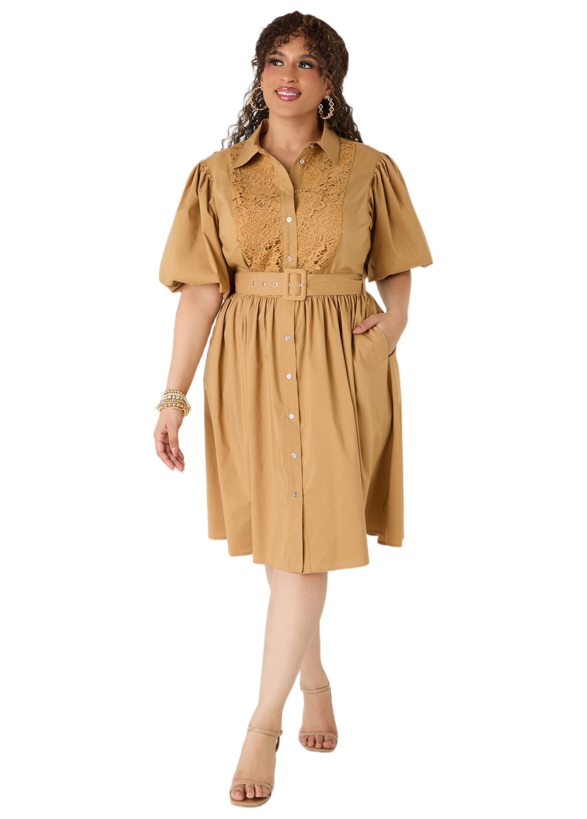 Click here for Ashley Stewart Womens Crochet Panel A Line Shirtdr... prices