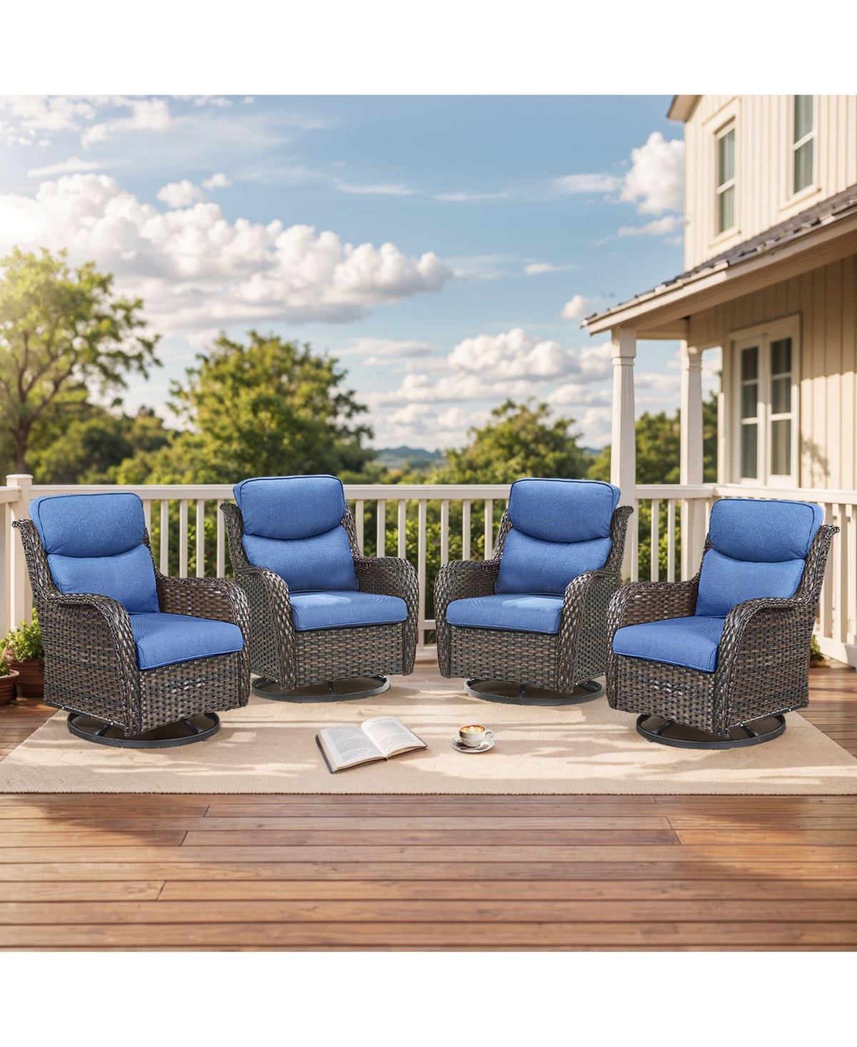 Click here for Pocassy 4 Pieces Outdoor Gliders Chairs Swivel Cha... prices