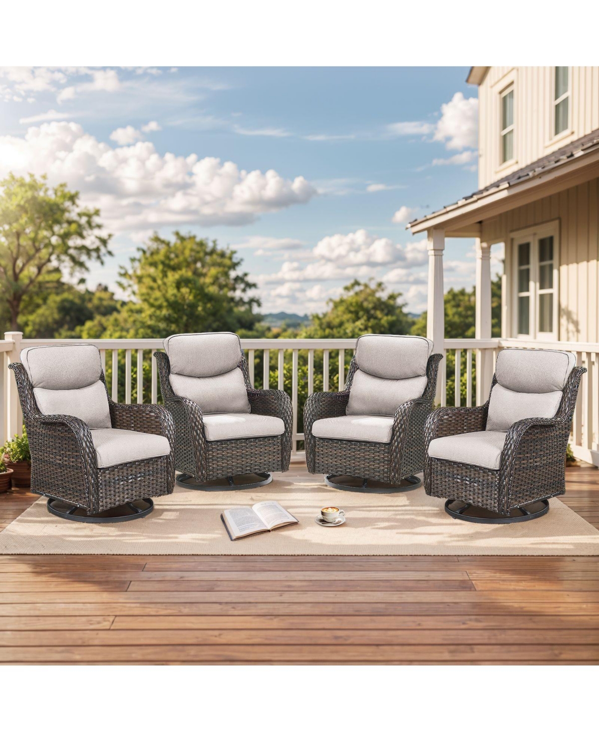 Click here for Pocassy 4 Pieces Outdoor Gliders Chairs Swivel Cha... prices