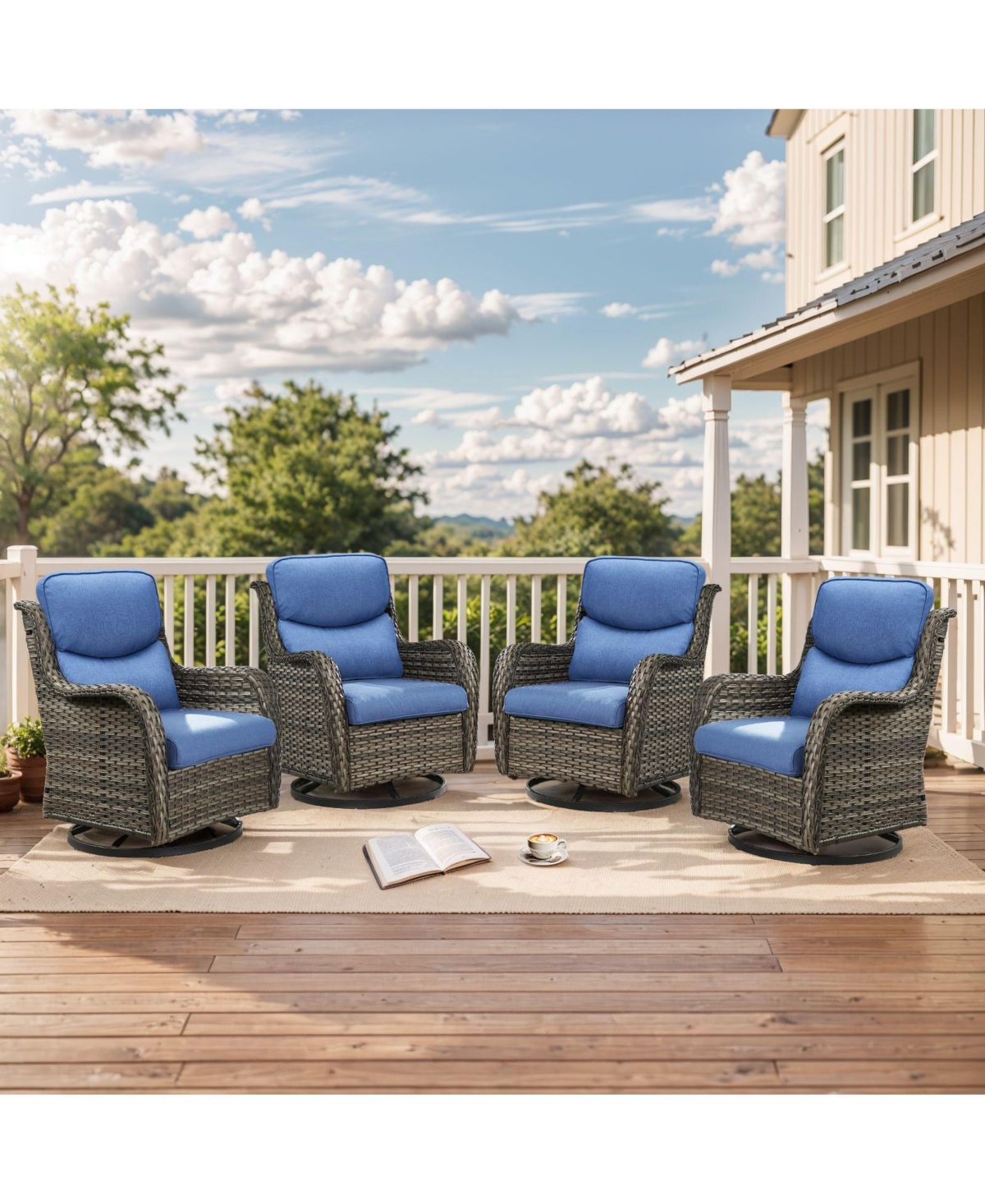 Click here for Pocassy 4 Pieces Outdoor Gliders Chairs Swivel Cha... prices